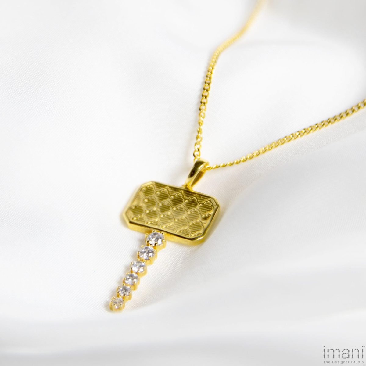 Clear Stone Chabi Key Pendant, Gold - Imani Studio