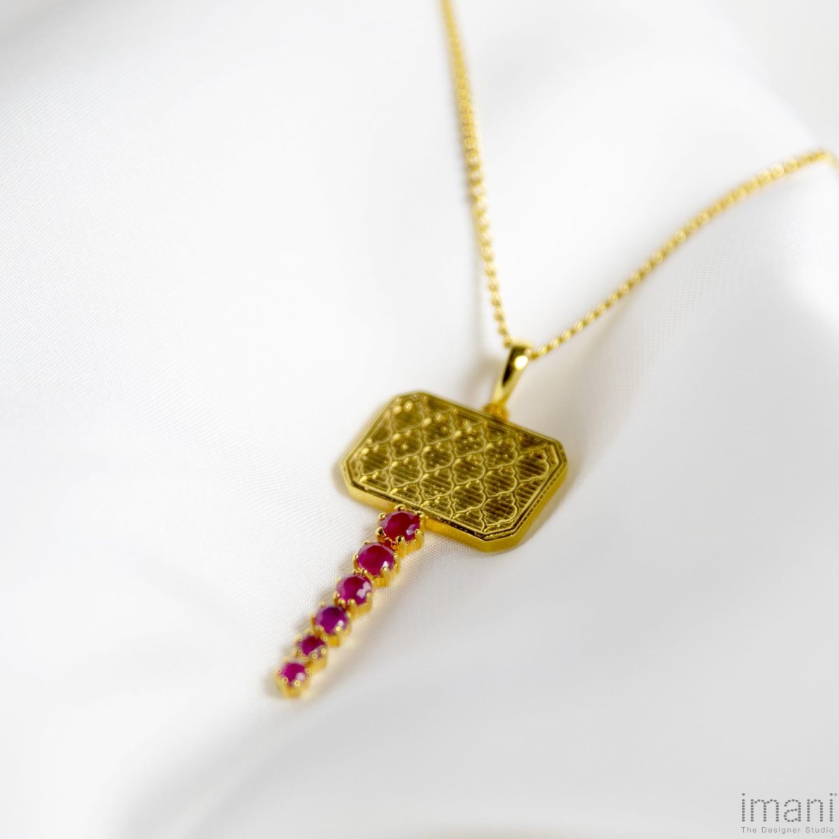Red Stone Chabi Key Pendant, Gold - Imani Studio